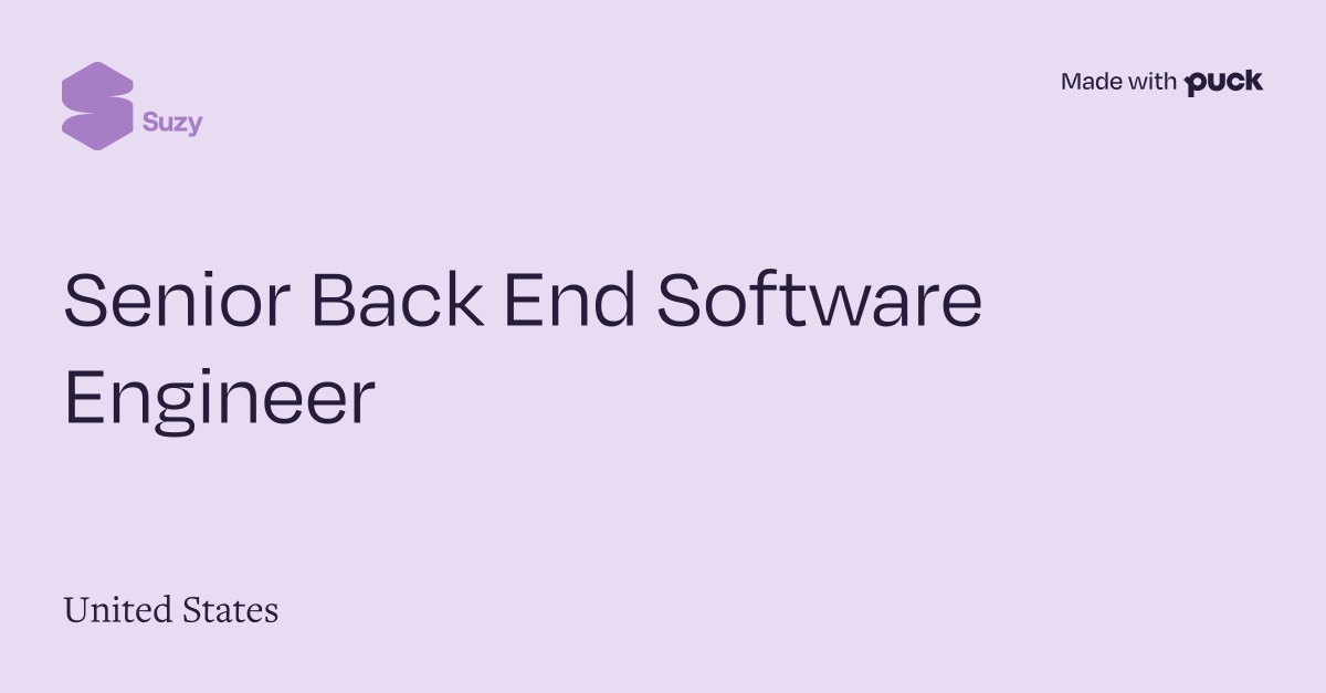 Suzy Senior Back End Software Engineer