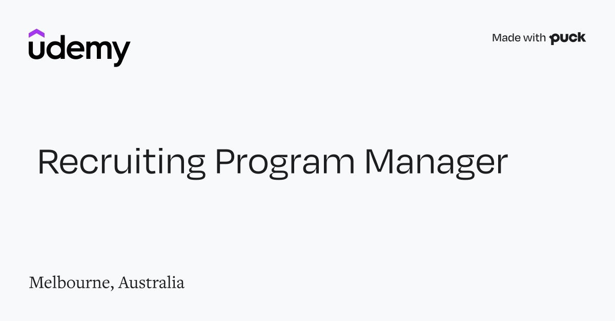 Udemy Program Manager, Recruiting