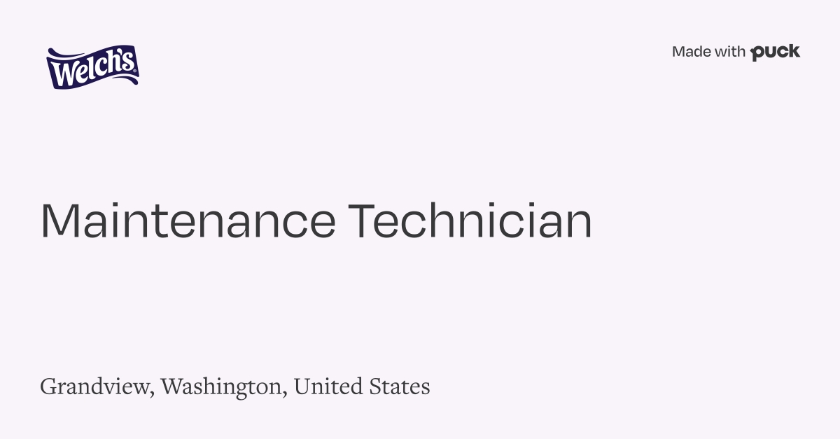 Welch's Maintenance Technician