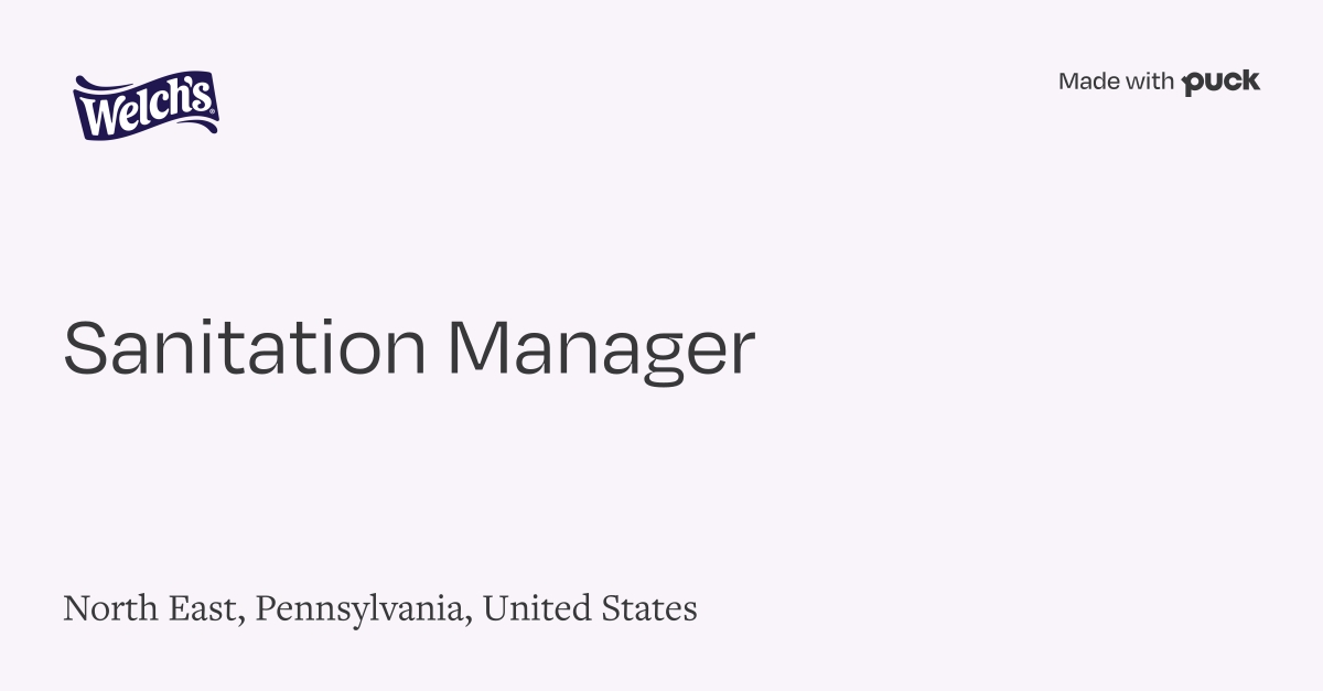 Welch's Sanitation Manager