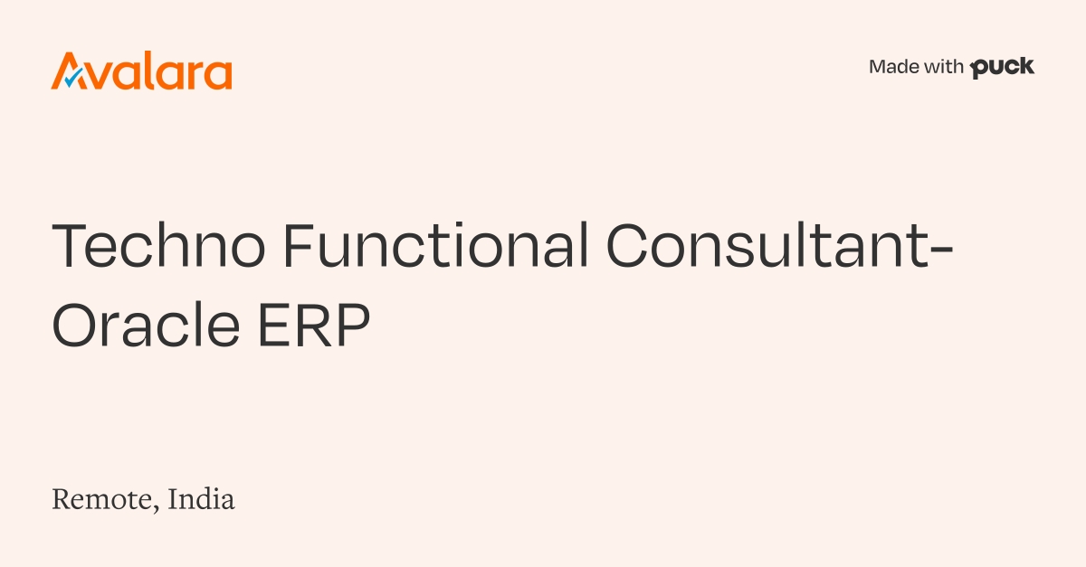 Avalara Techno Functional Consultant- Oracle ERP
