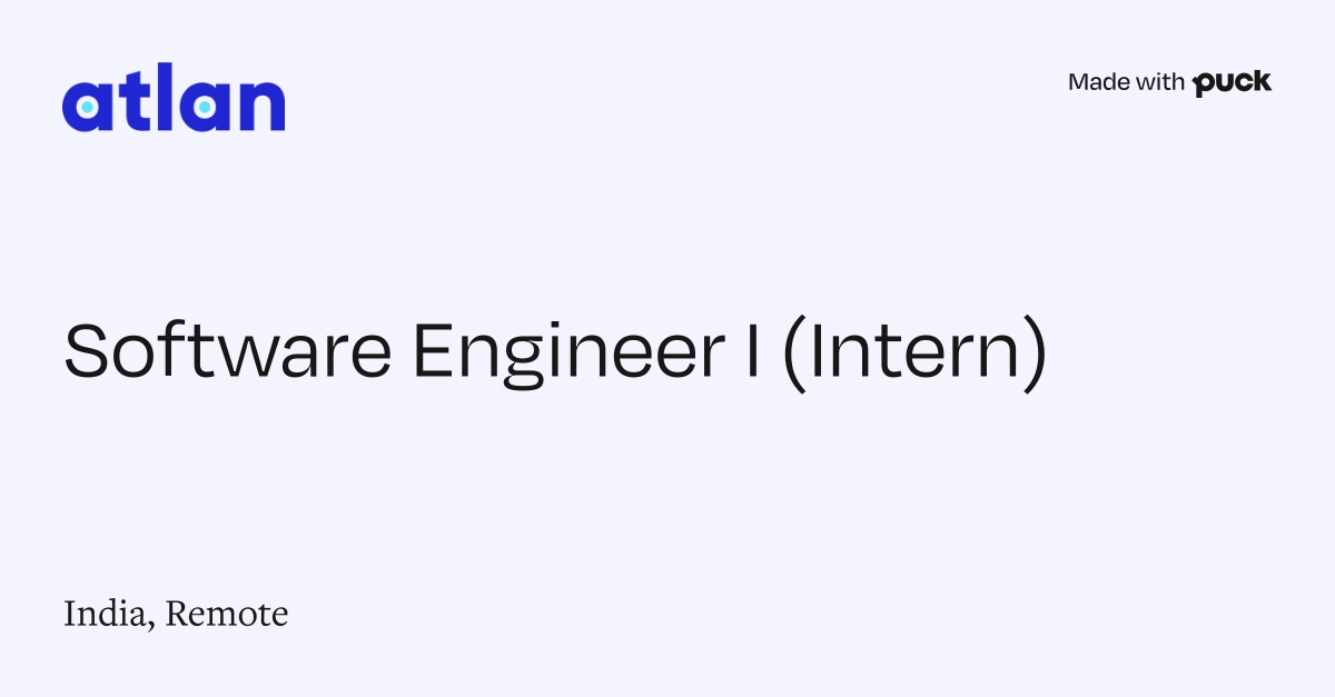 Atlan Software Engineer I (Intern)