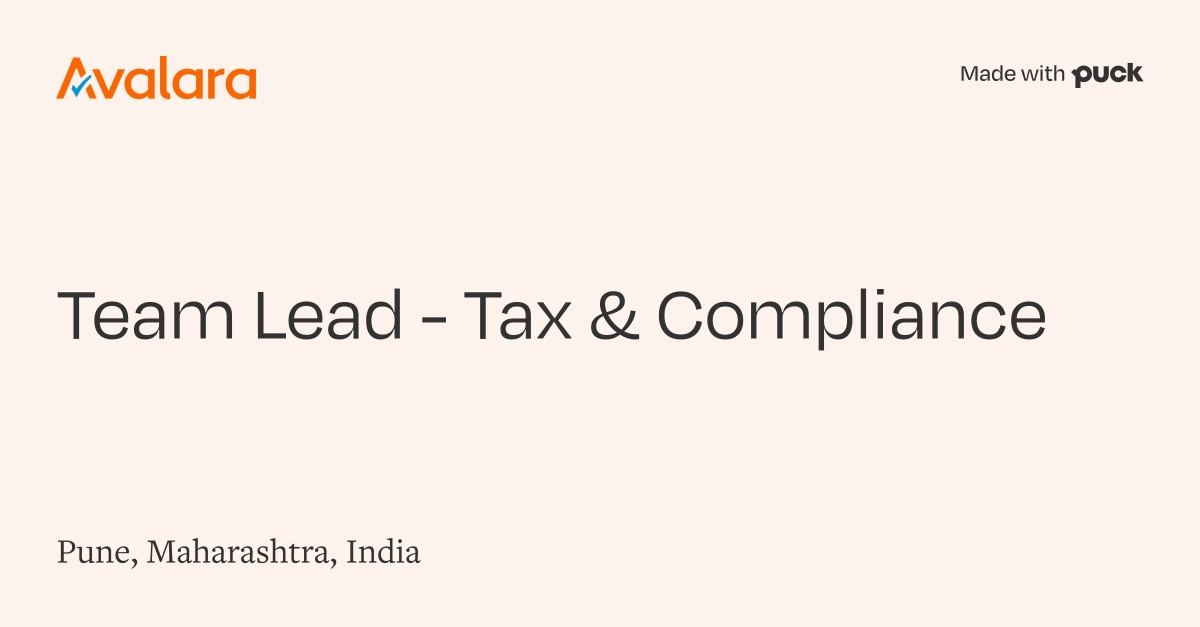 Avalara Team Lead - Tax & Compliance - PRS