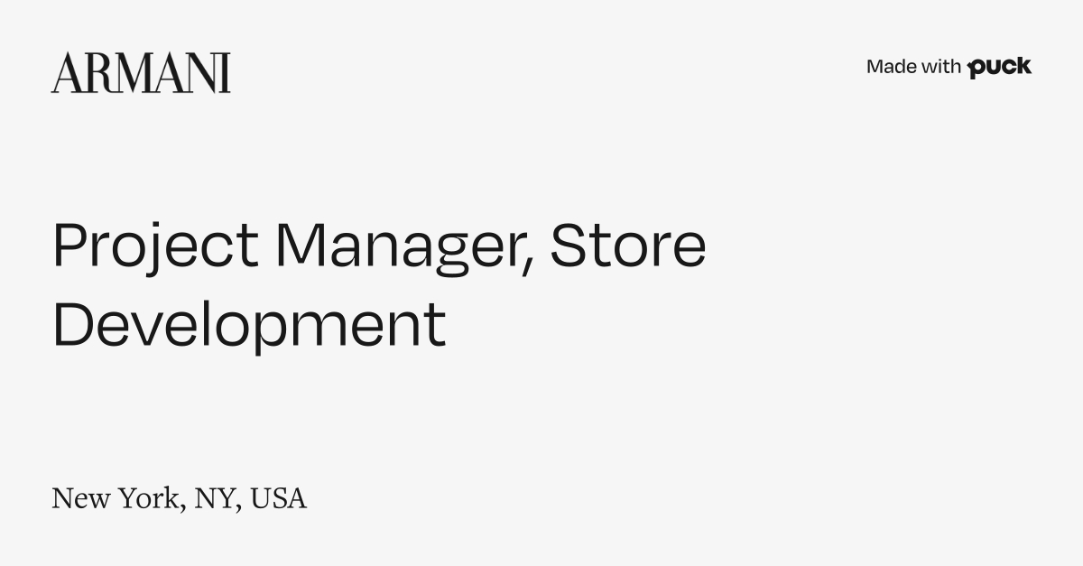 Giorgio Armani Corporation Project Manager, Store Development