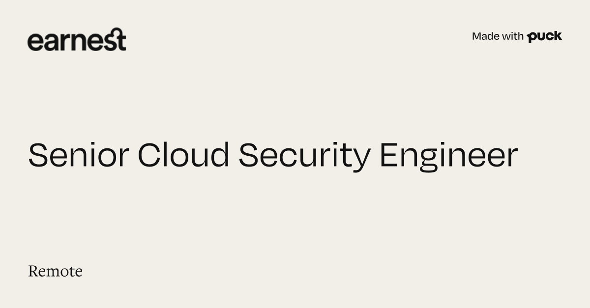Earnest Senior Cloud Security Engineer