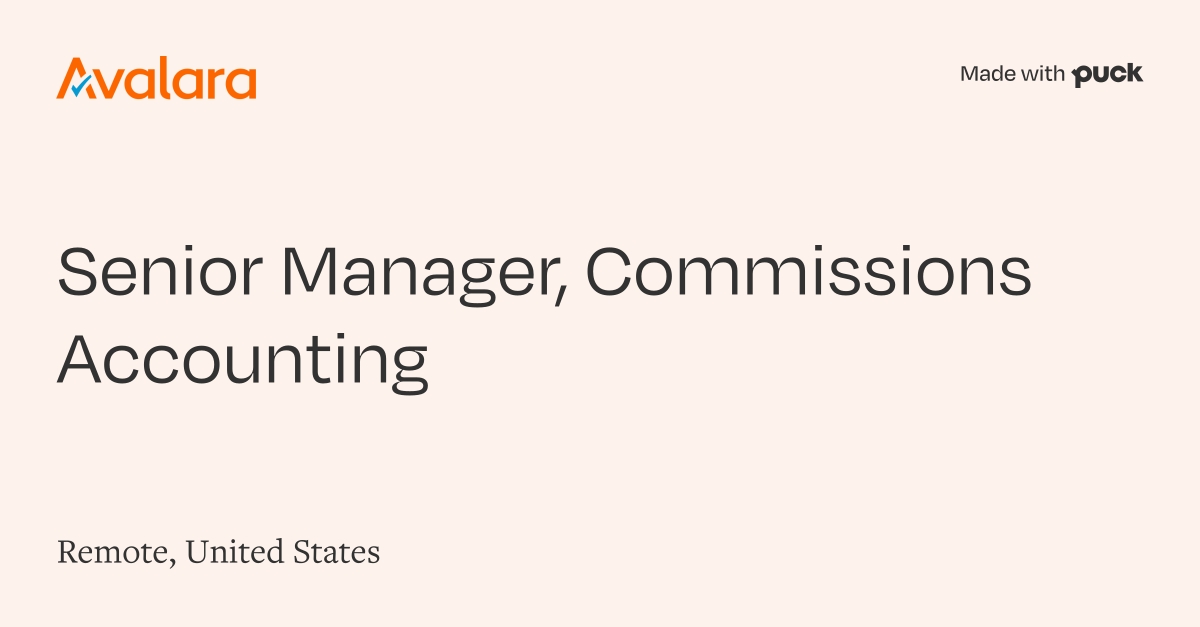Avalara Senior Manager, Commissions Accounting