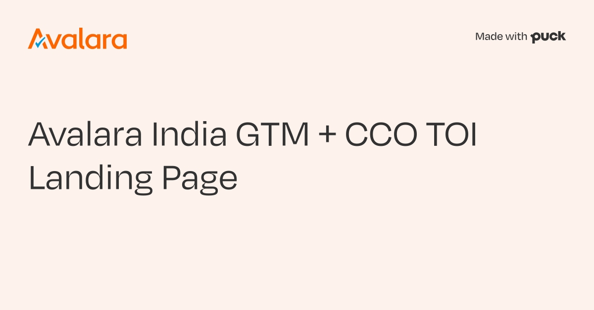 Avalara India GTM + CCO TOI Landing Page
