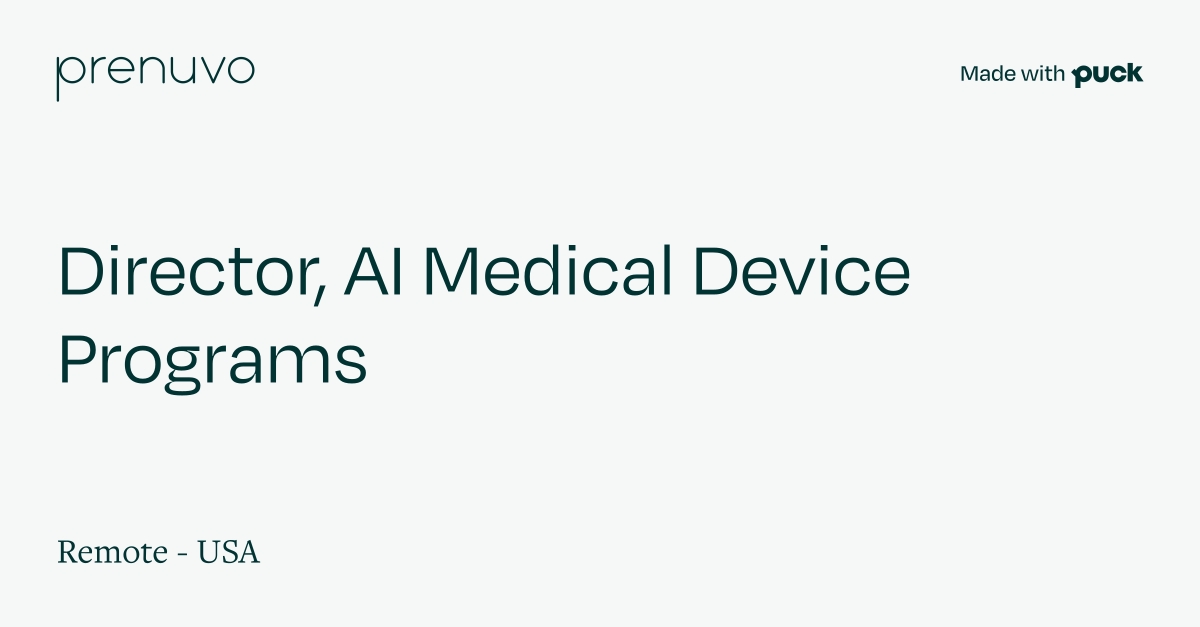 Prenuvo Director, AI Medical Device Programs