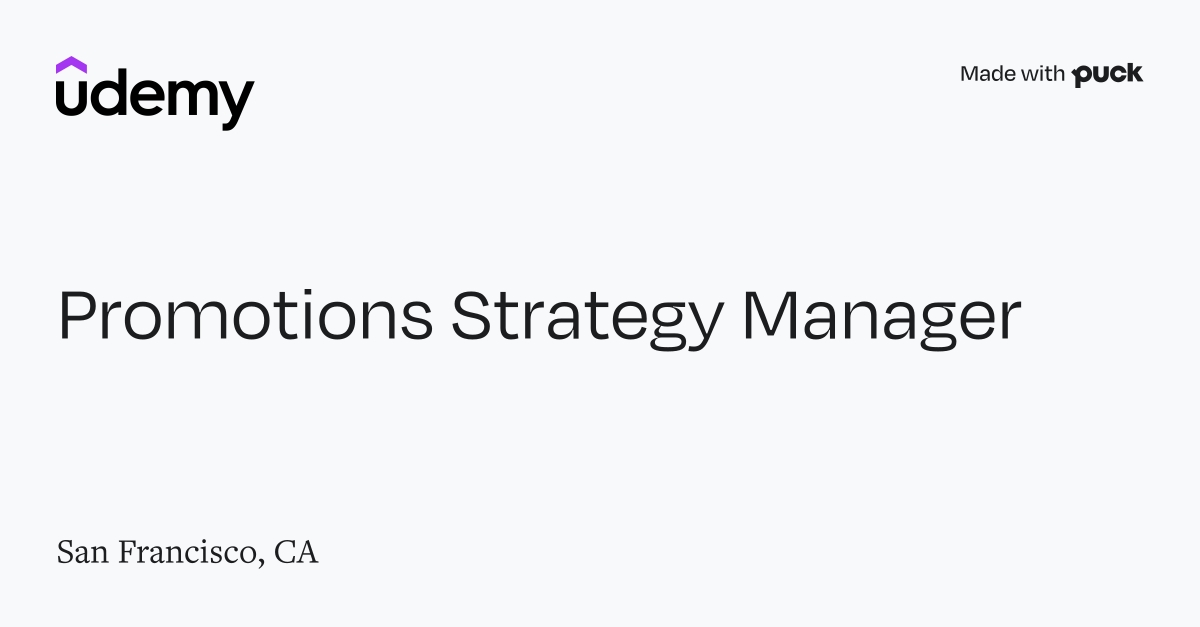 Udemy Promotions Strategy Manager