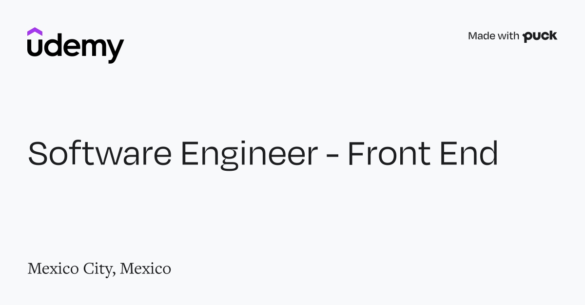 Udemy Software Engineer - Front End
