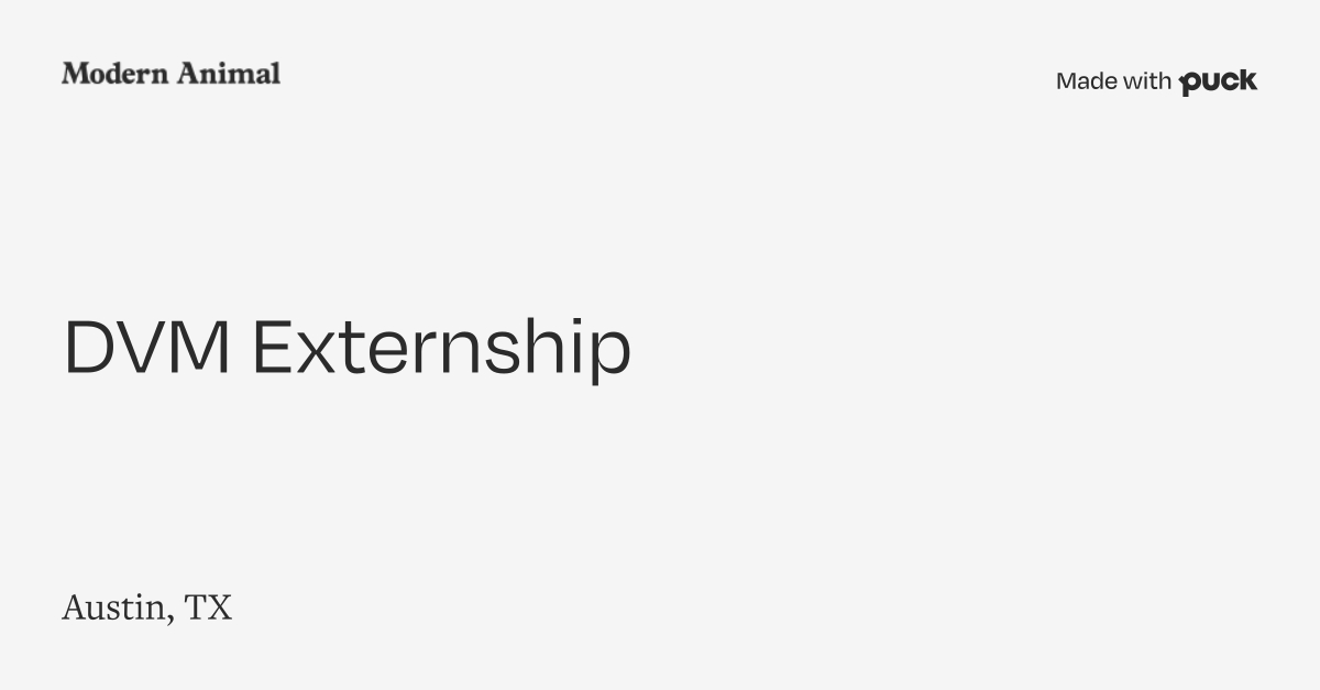 Modern Animal DVM Externship