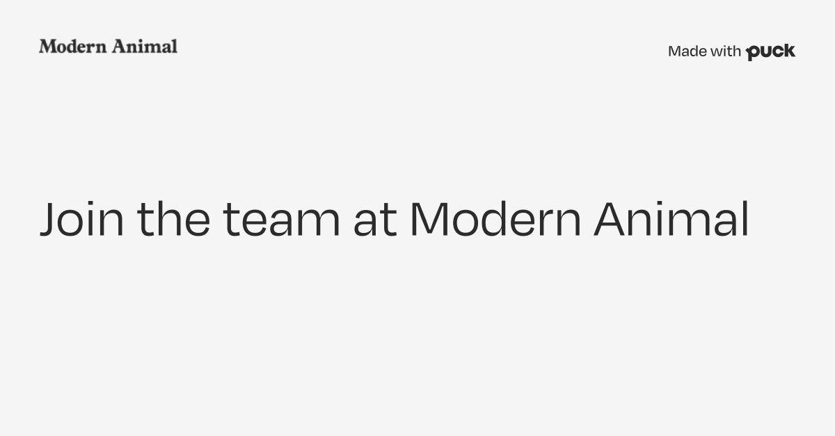 Modern Animal open jobs