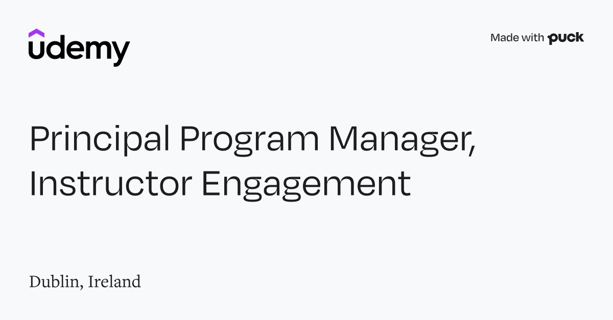 Udemy Principal Program Manager, Instructor Engagement