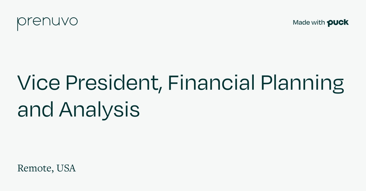 Prenuvo Vice President, Financial Planning and Analysis
