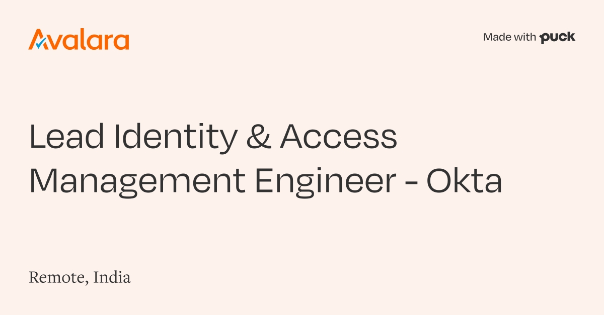 Avalara Lead Identity & Access Management Engineer - Okta